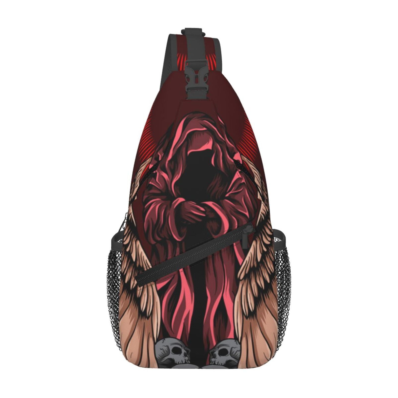 Dark Angel With Skull Sling Backpack Shoulder Chest Crossbody Bag ...