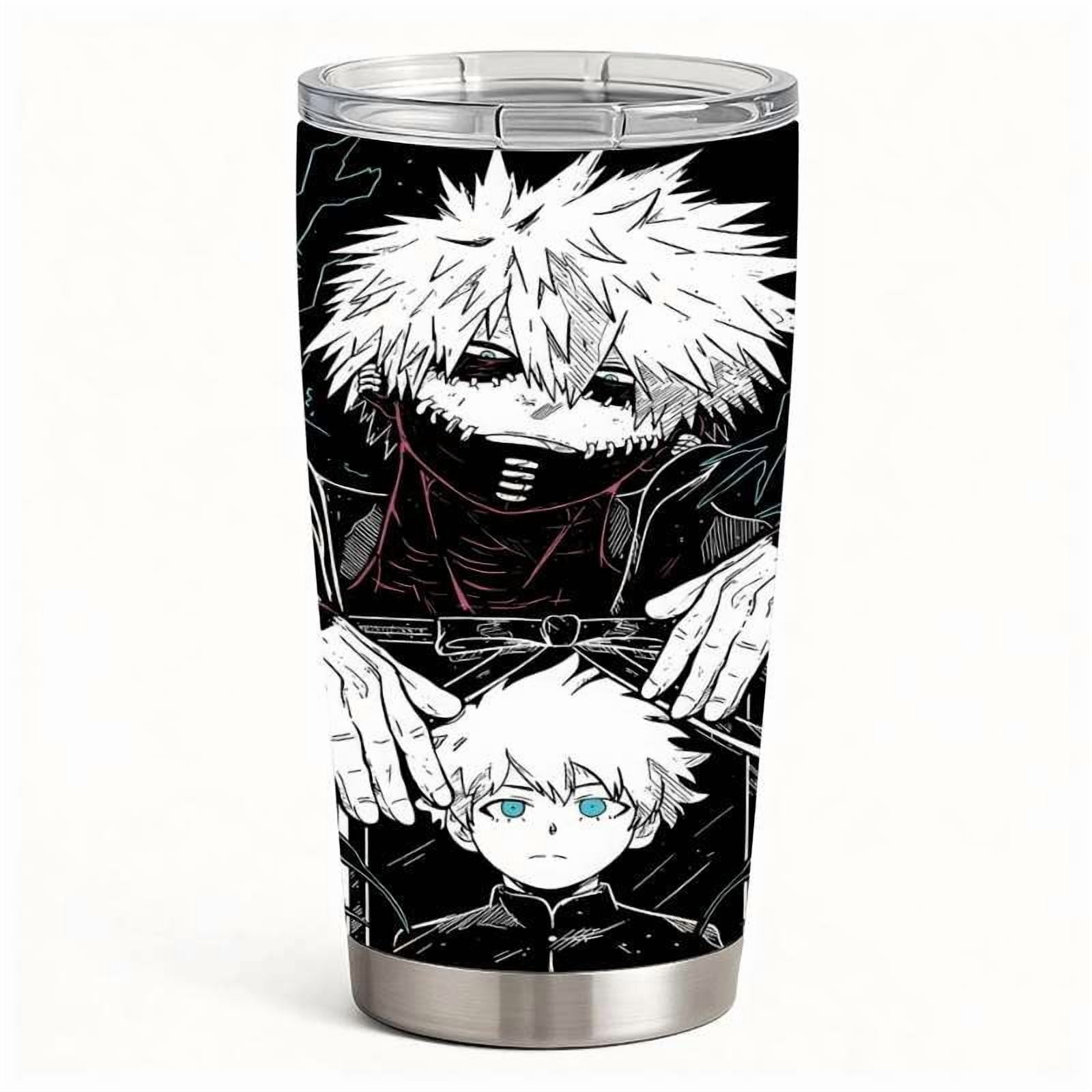 Dark Anime Style Water Cup with Lid, Stainless Steel Insulated Black ...