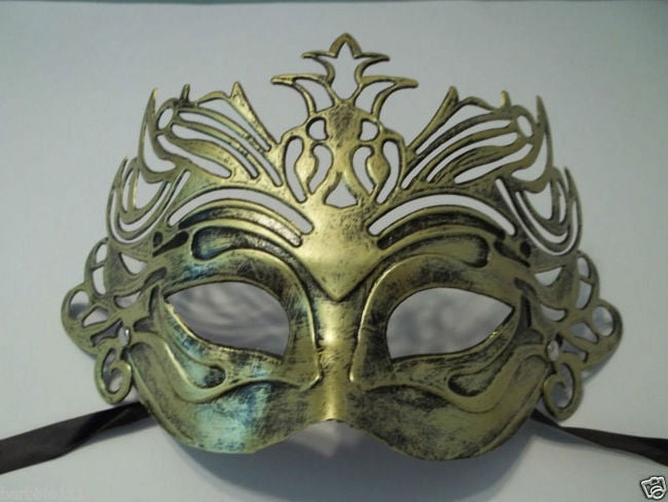 Dark Antique Gold Venetian Laser Cut Mardi Gras Masquerade Half Mask ...