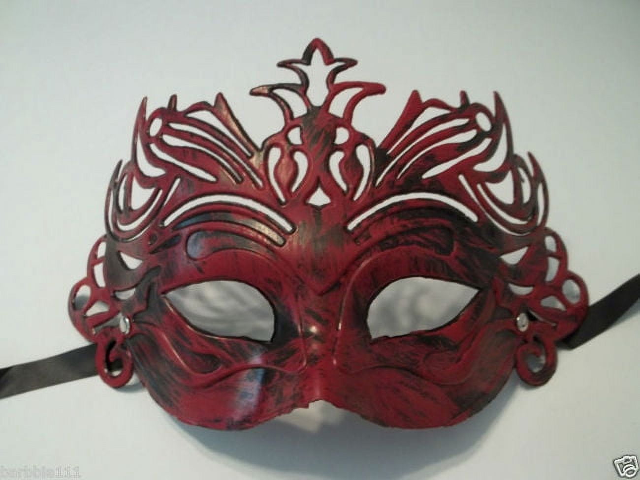 Dark Antique Red Venetian Laser Cut Mardi Gras Masquerade Half Mask ...
