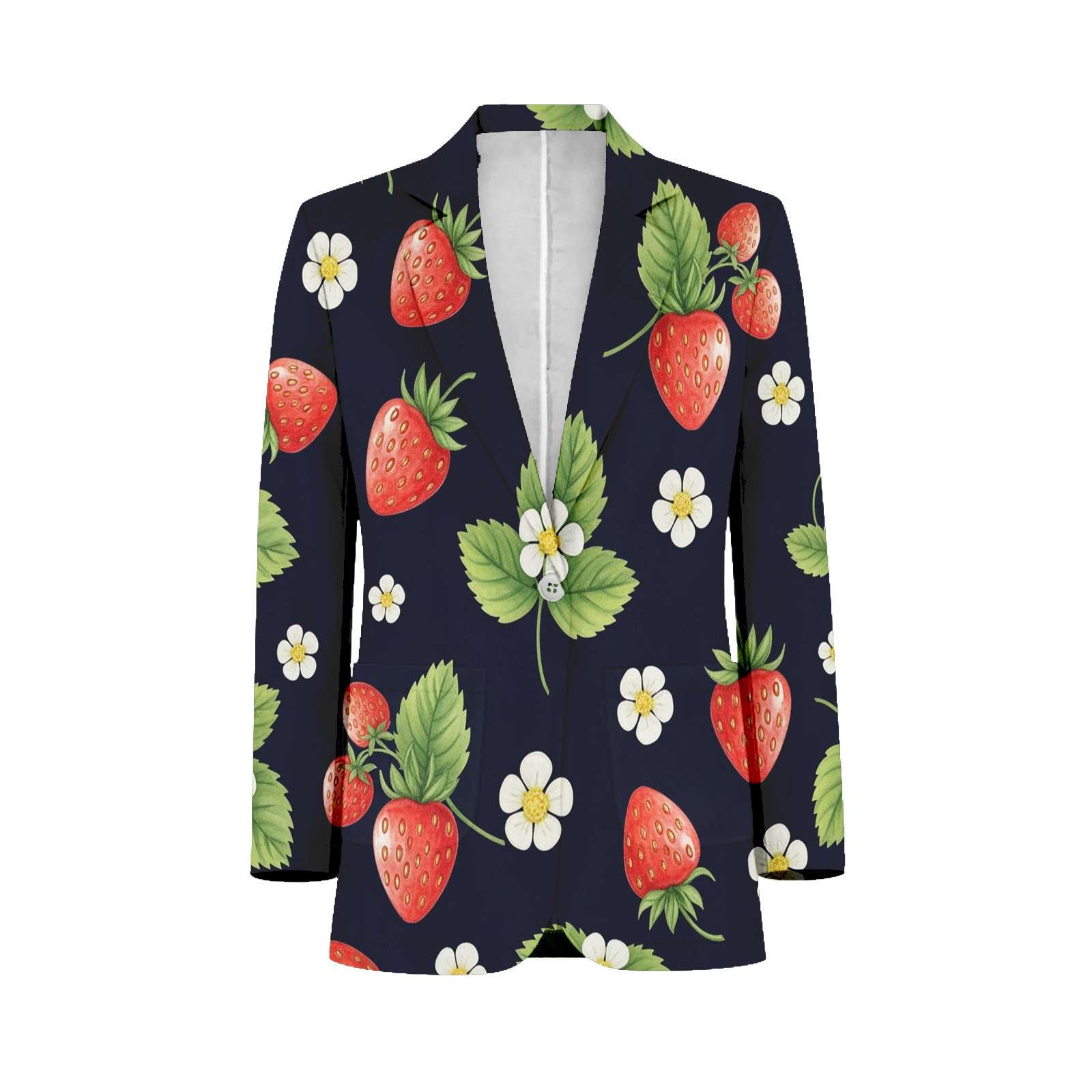 Dark Background Strawberry Floral Pattern Men Blazers Slim Clothing ...