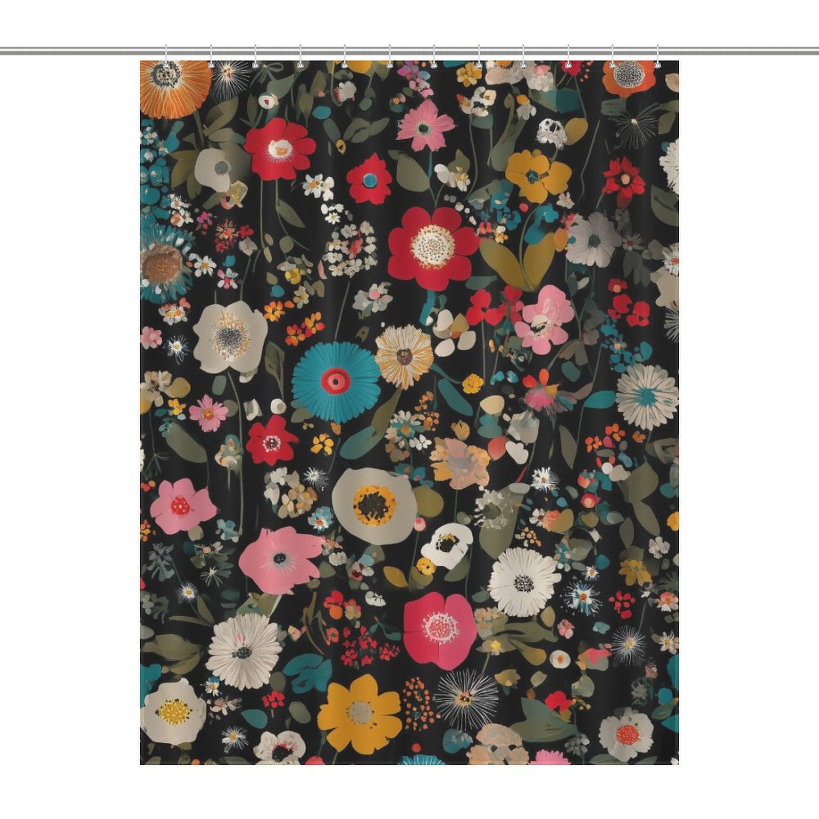 Dark Background Vibrant Floral Pattern Shower Curtains - Bath Shower ...