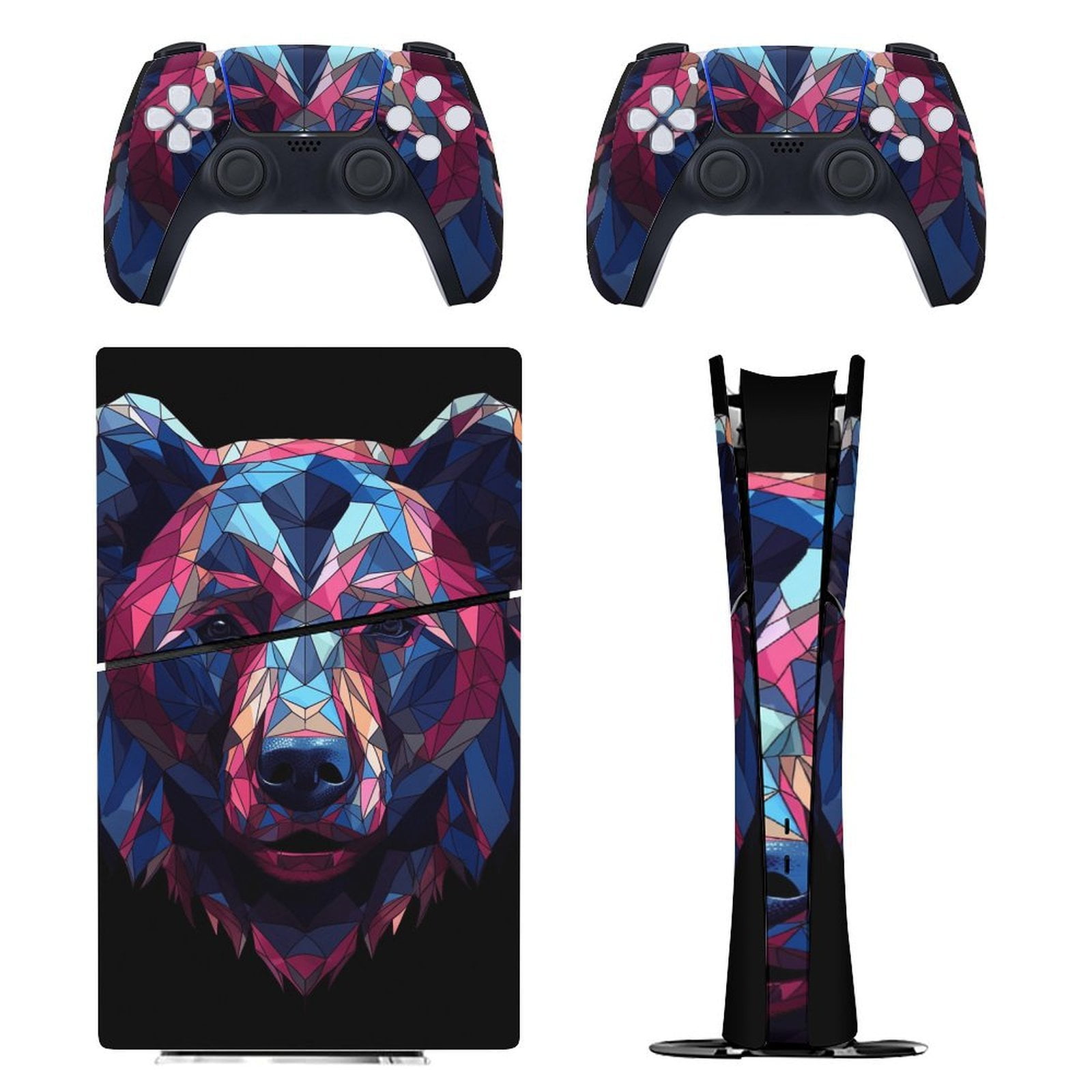 Dark Bear Geometric Console Skin Bundle for PS5 Pro Slim Disc & Digital ...