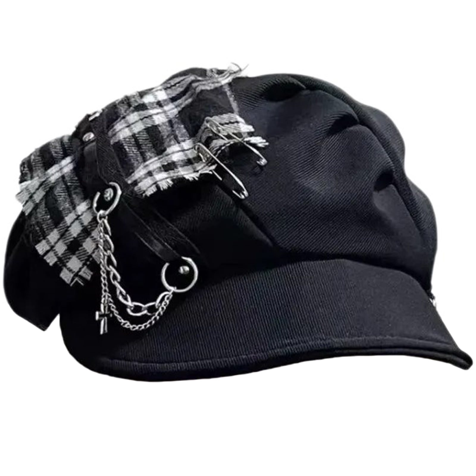 Dark Berets Cabbie Hat Tartan Painter Hat Berets Baker Boy Hat for Street Strolling Dark Fashion ...