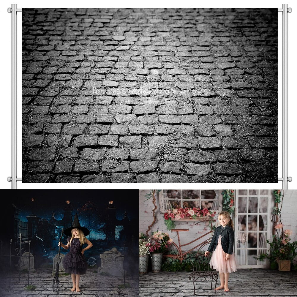 Dark Black Stone Road Background Cobblestone Floor Photography Props ...