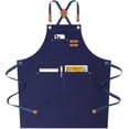 Dark Blue 12-Ounce Canvas Cooking Apron with Oversized Pockets ...