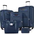 Dark Blue 3-Piece Expandable Softside Luggage Set with Spinner Wheels ...