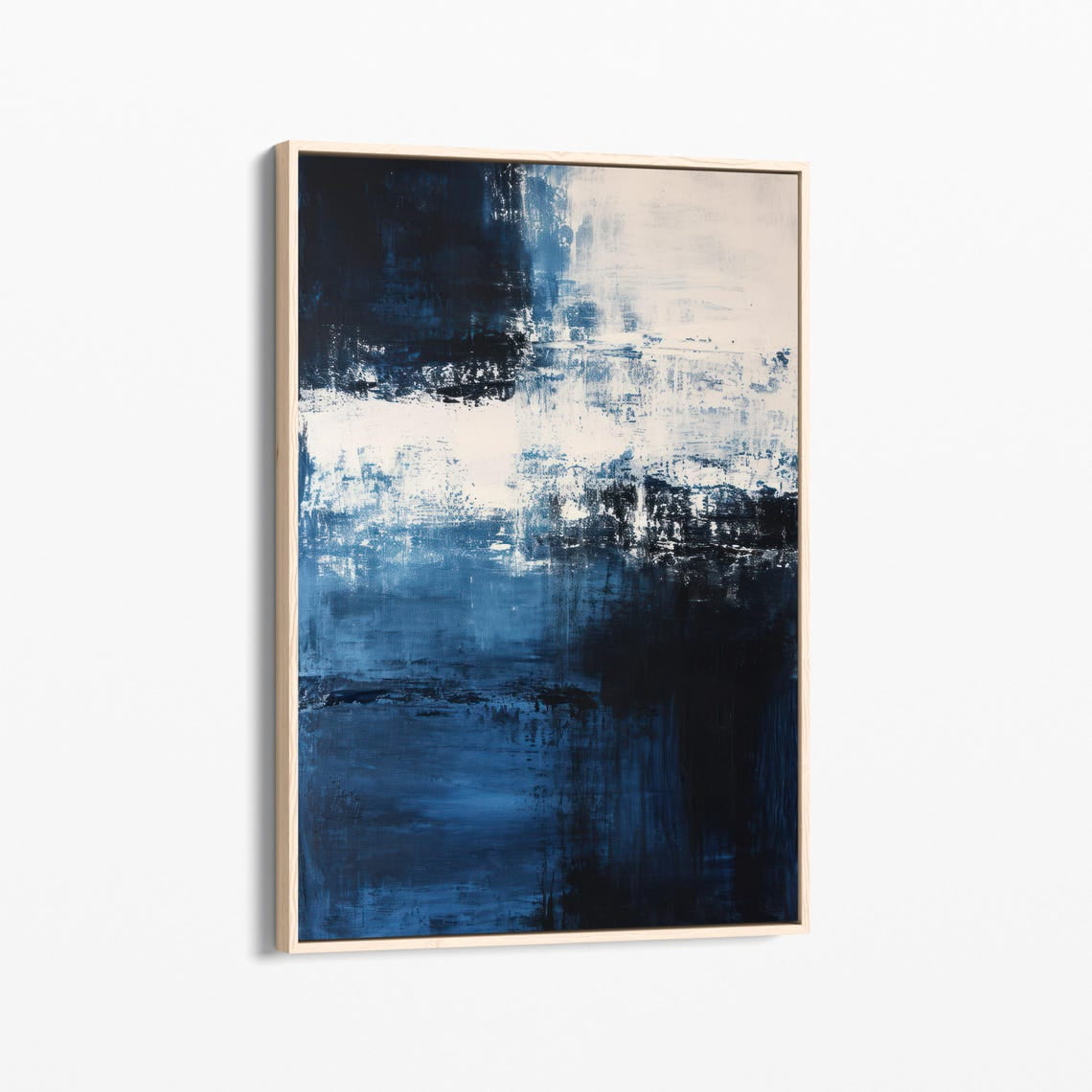 Dark Blue Abstract Wall Art, Minimalist, Dark Blue, Living Room Wall ...