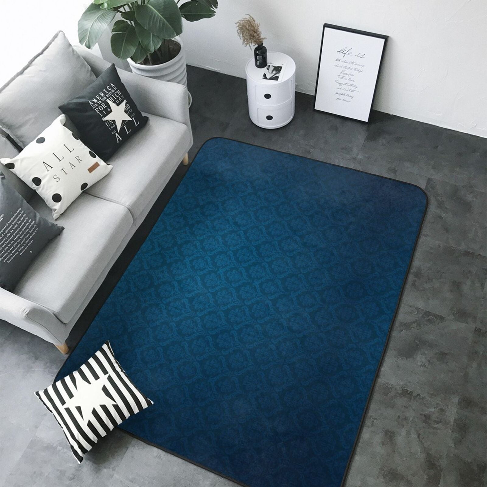 Dark Blue Area Rugs for Living Room Bedroom, 5x7 Soft Throw Washable ...
