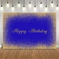 Dark Blue Birthday Backdrop Gold Glitter Happy Birthday Background for Photo Studio Vinyl ...