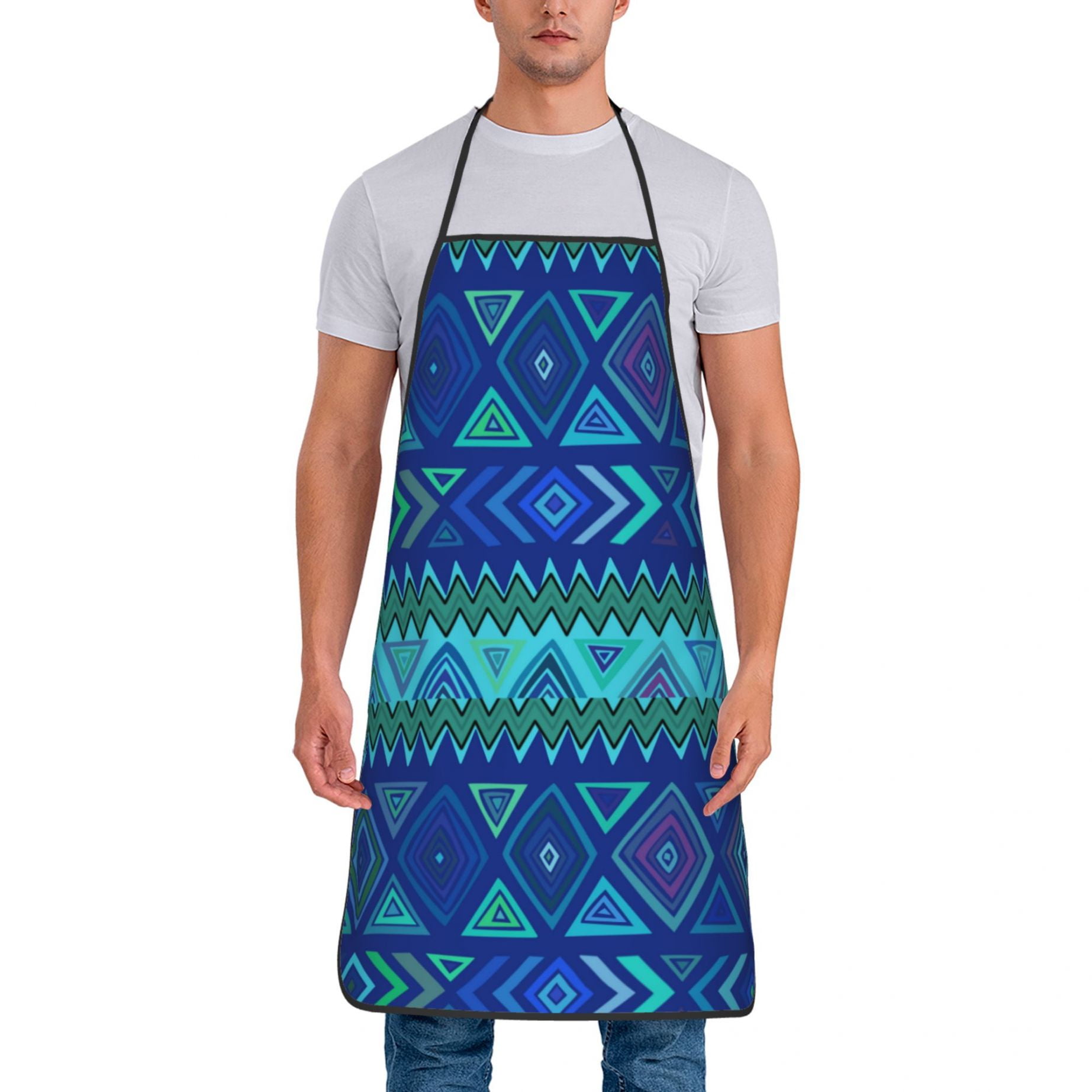 Dark Blue Boho Aprons for Women Men Waterproof Apron Kitchen Chef ...