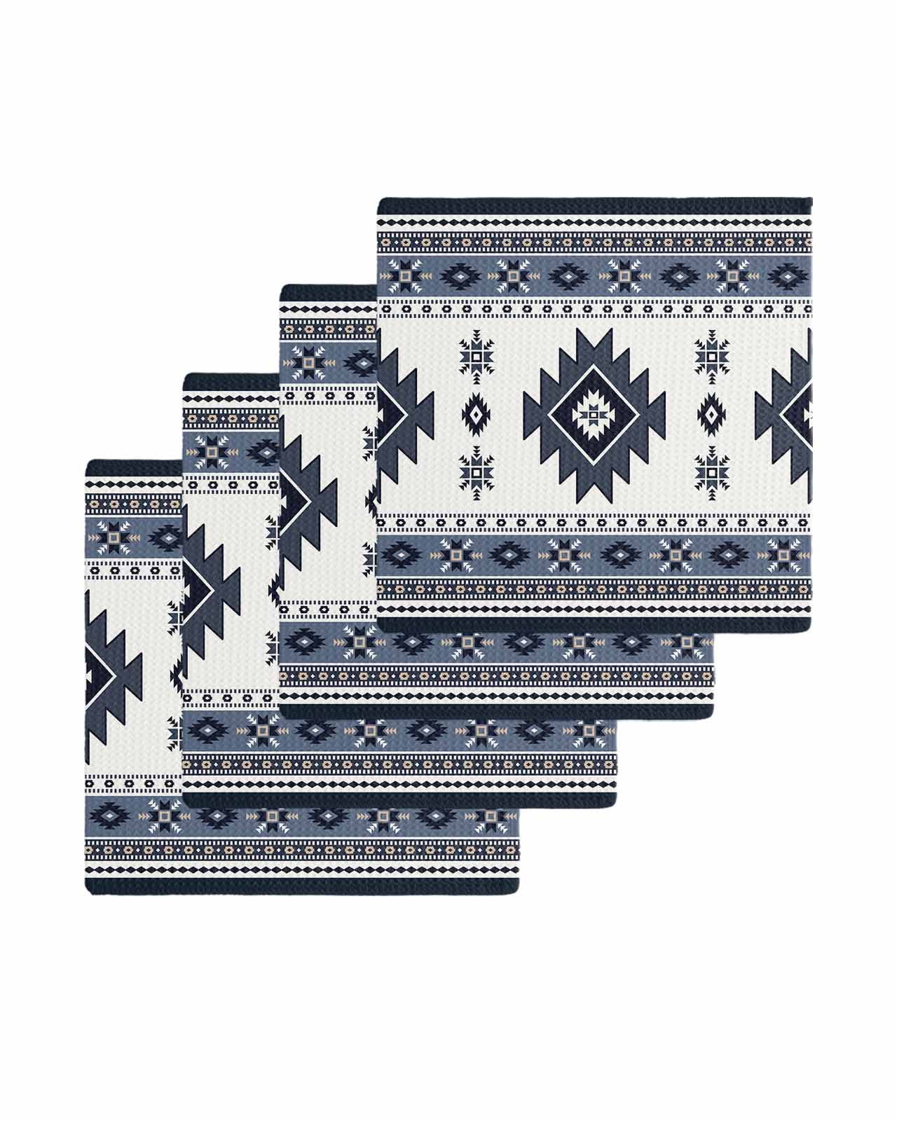 Dark Blue Boho Kitchen Dish Towels for Drying Dishes Set of 4 ...