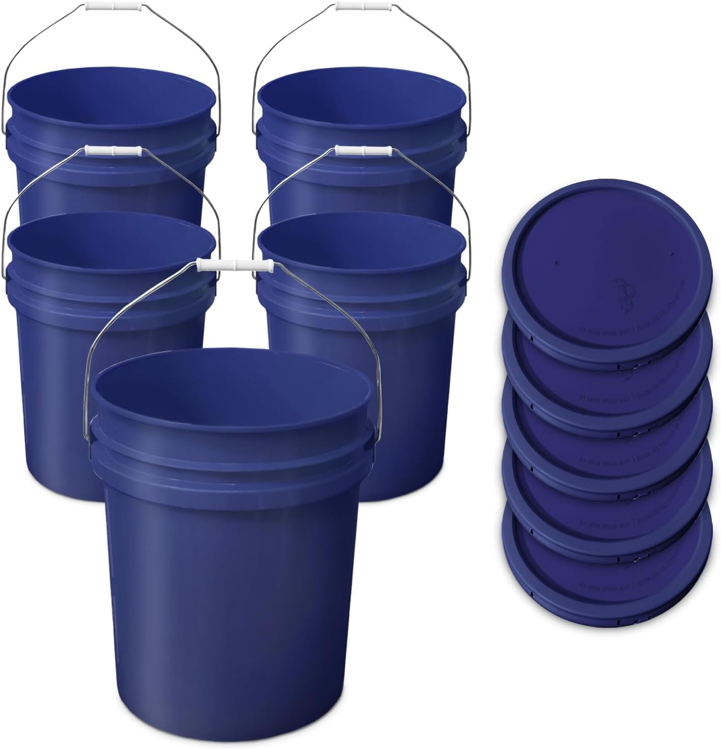 Dark Blue Bucket Pail Container With Lid | Metal Handles With Plastic ...