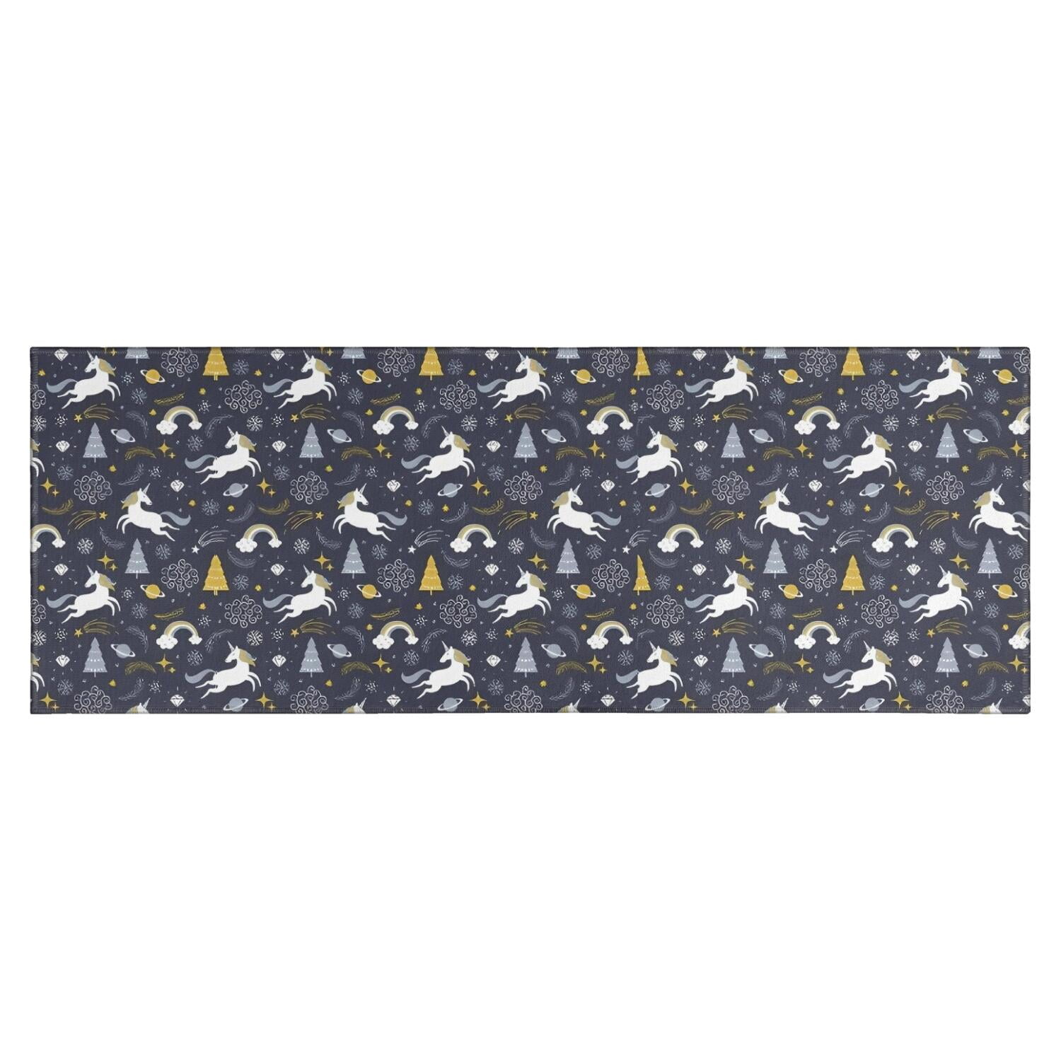 Dark Blue Cartoon Unicorn Christmas Pattern Kitchen Rug Mat,Kitchen ...