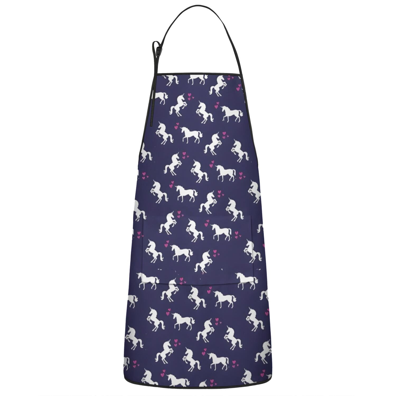 Dark Blue Cartoon Unicorn Heart Pattern Apron-Garden Aprons for Women ...