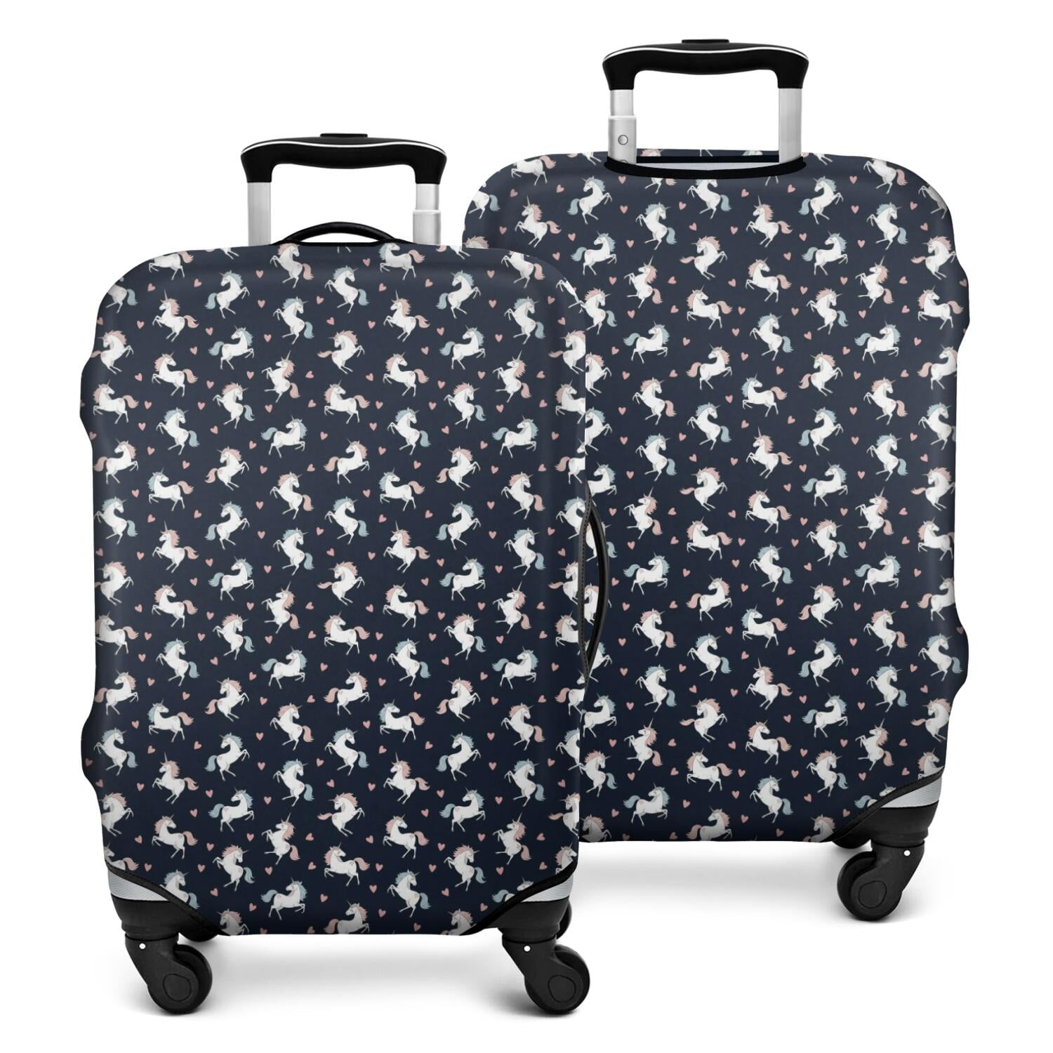 Dark Blue Cartoon Unicorn Heart Pattern Luggage Cover Fashion Suitcase ...