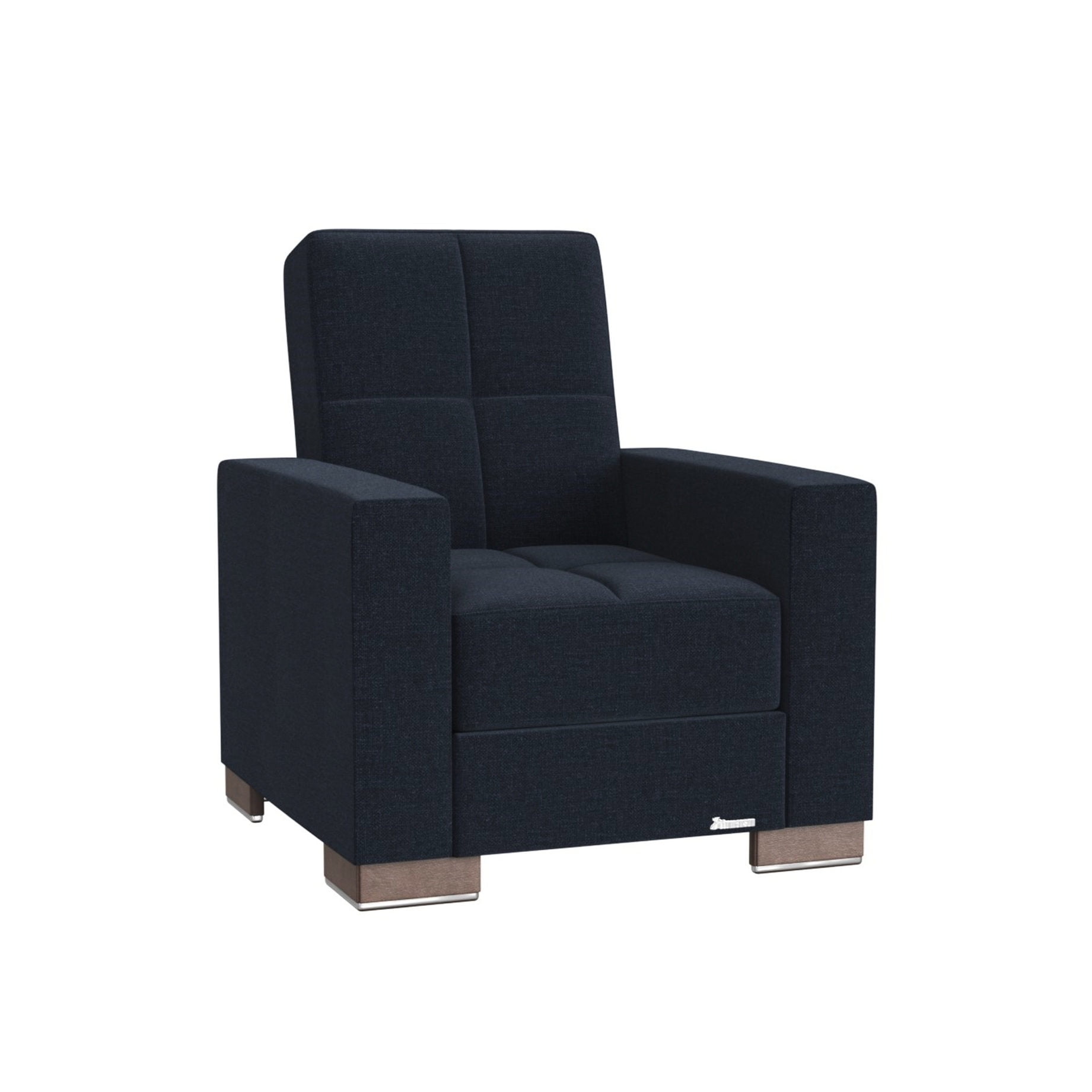 Dark Blue Chenille Convertible Armchair with Storage / Transform into ...