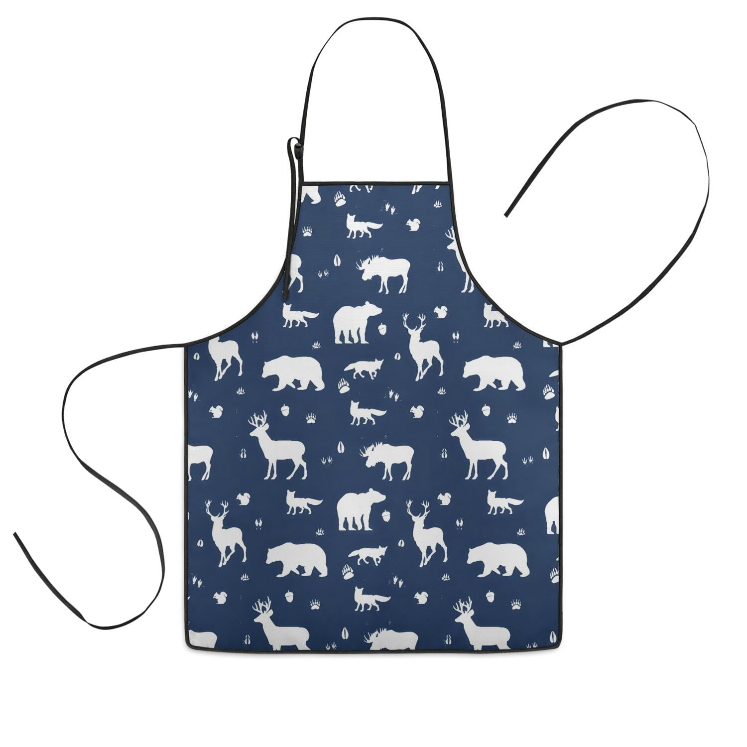Dark Blue Christmas Animal Pattern Kids Aprons for Girls and Boys ...