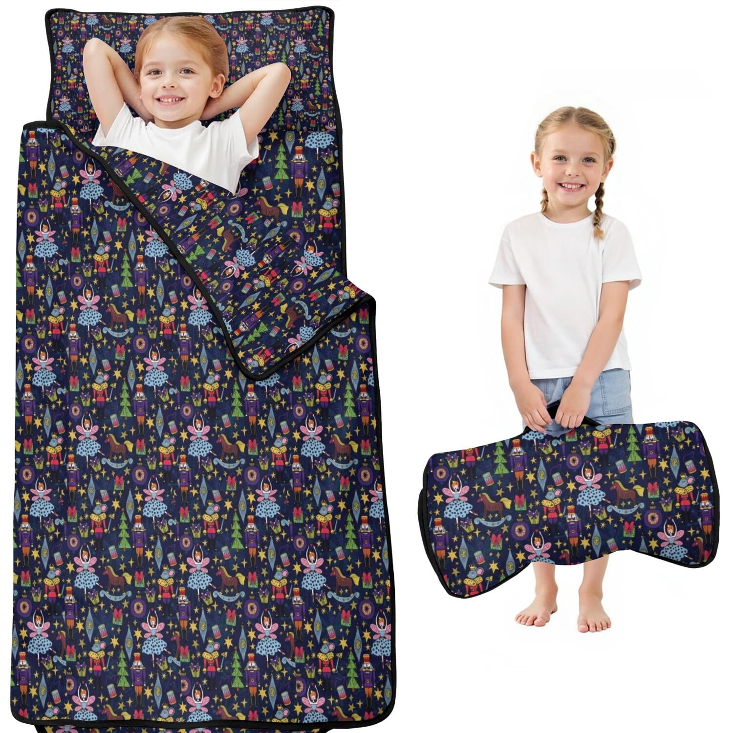 Dark Blue Christmas Nutcracker Pattern Toddler Nap Mats for Kids ...