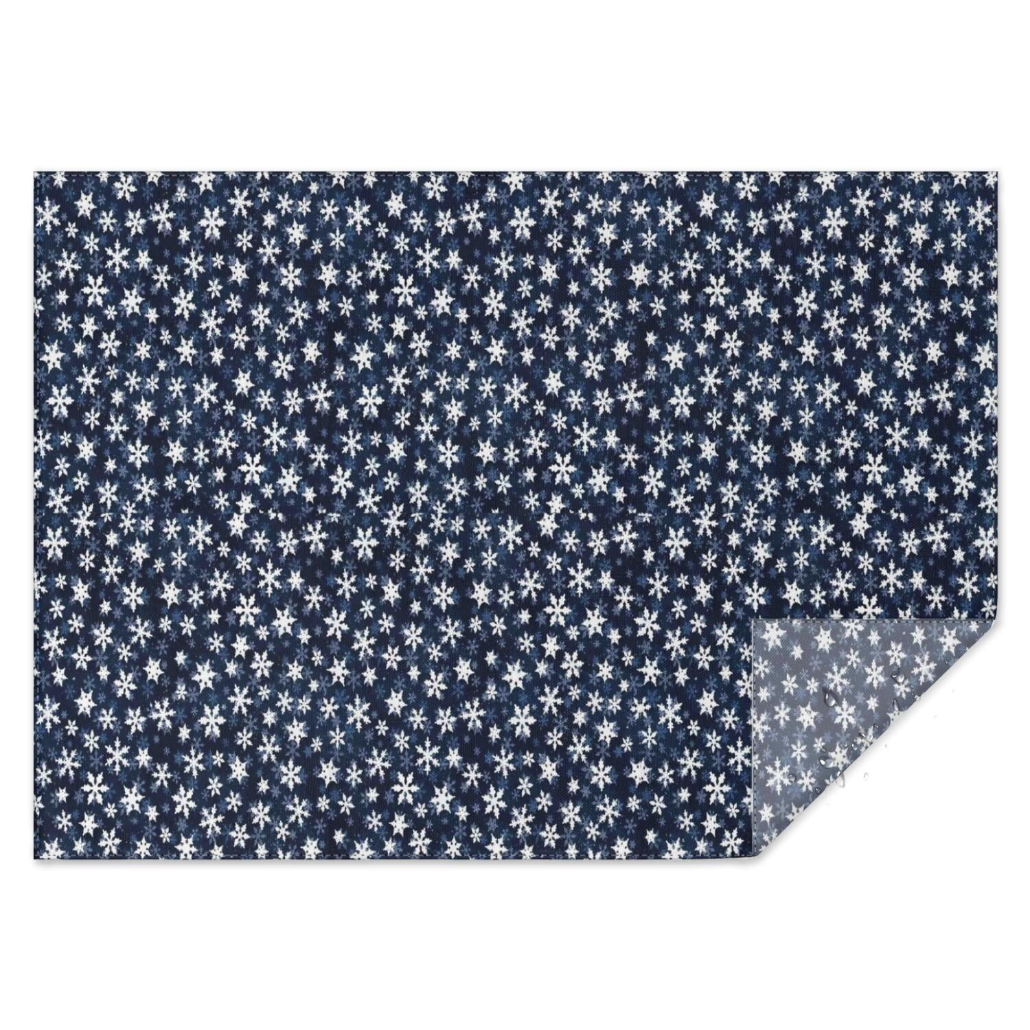 Dark Blue Christmas Snowflake Pattern Rectangle Tablecloth 60"x84 ...