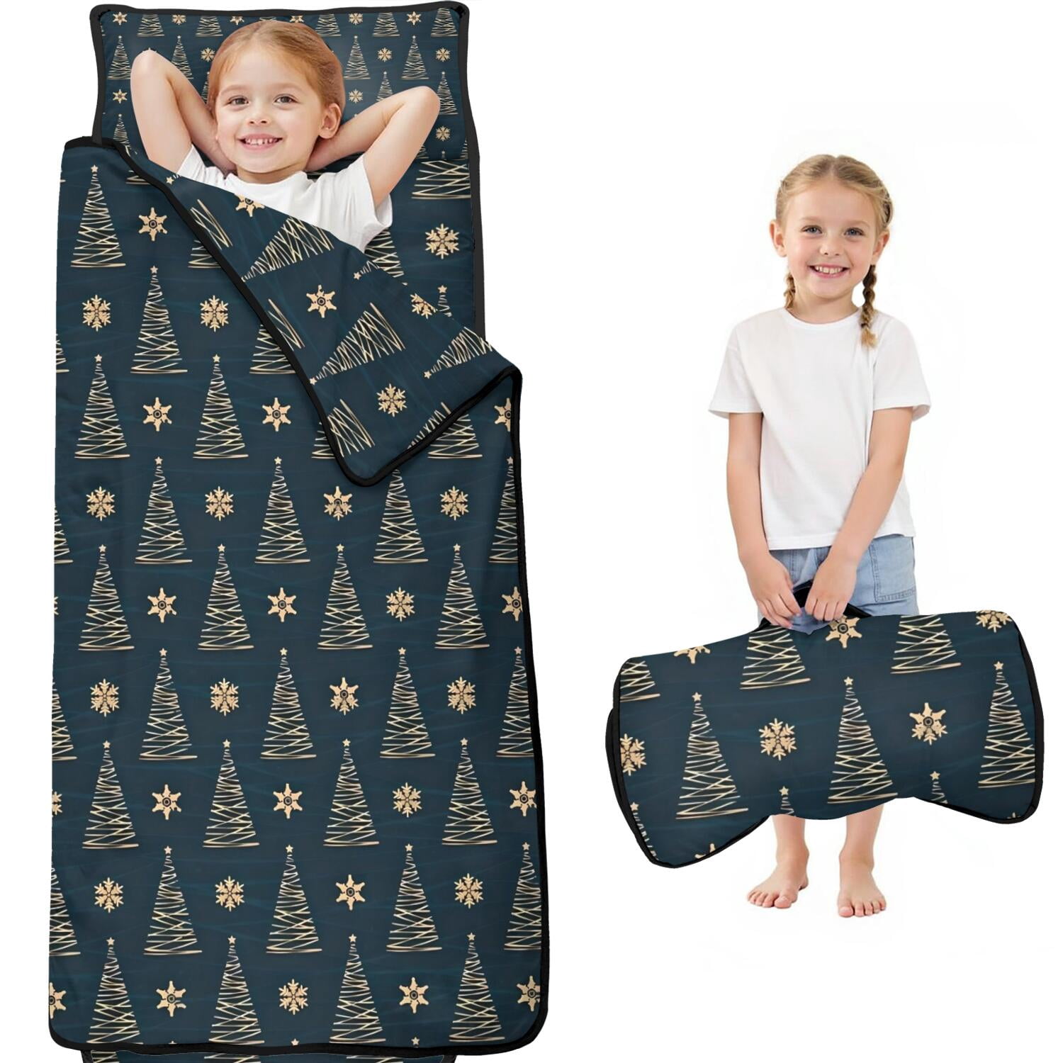 Dark Blue Christmas Tree Pattern Toddler Nap Mats for Kids Preschool,59 ...