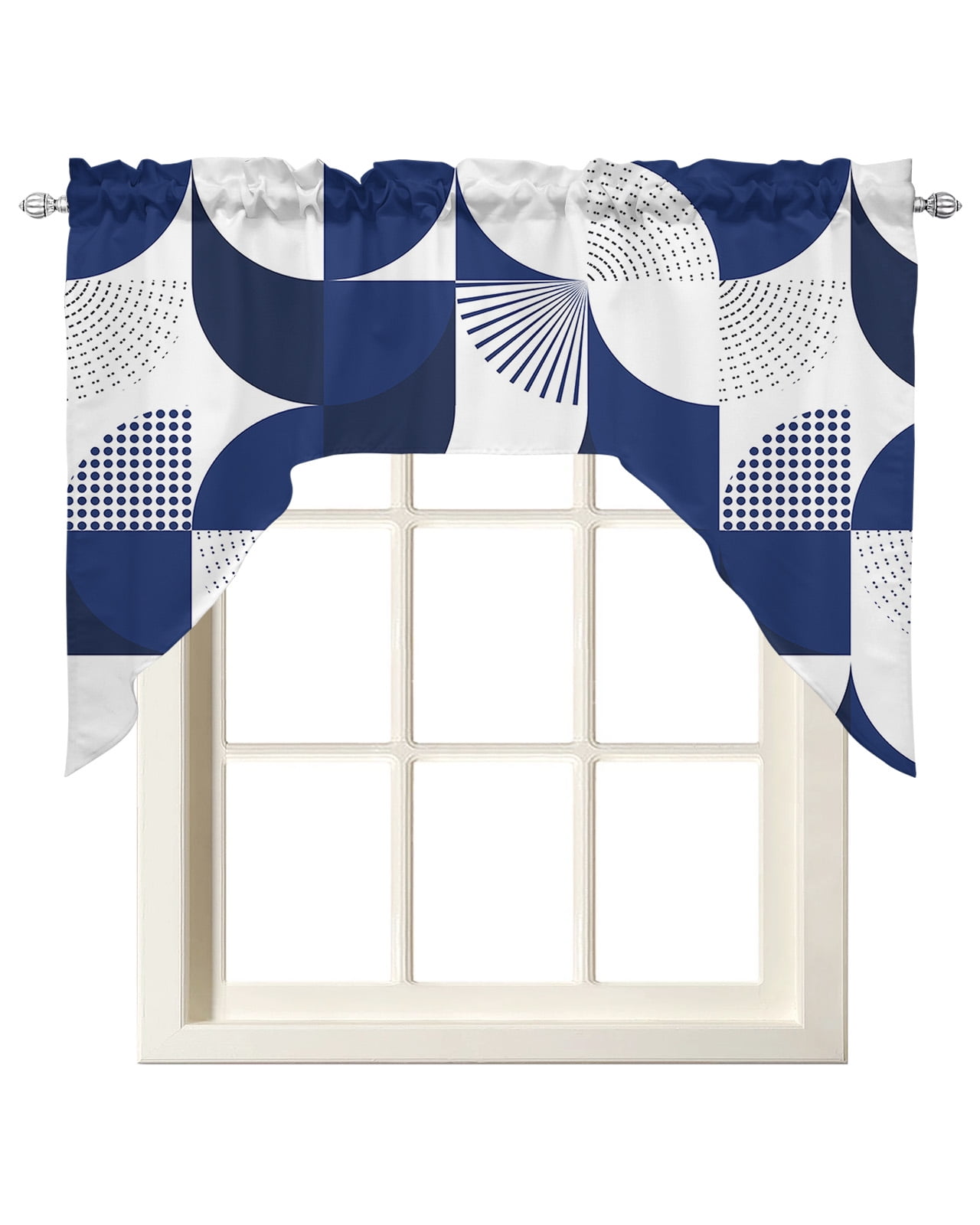 Dark Blue Circular Swag Valance and Tier Curtains Set Medieval ...