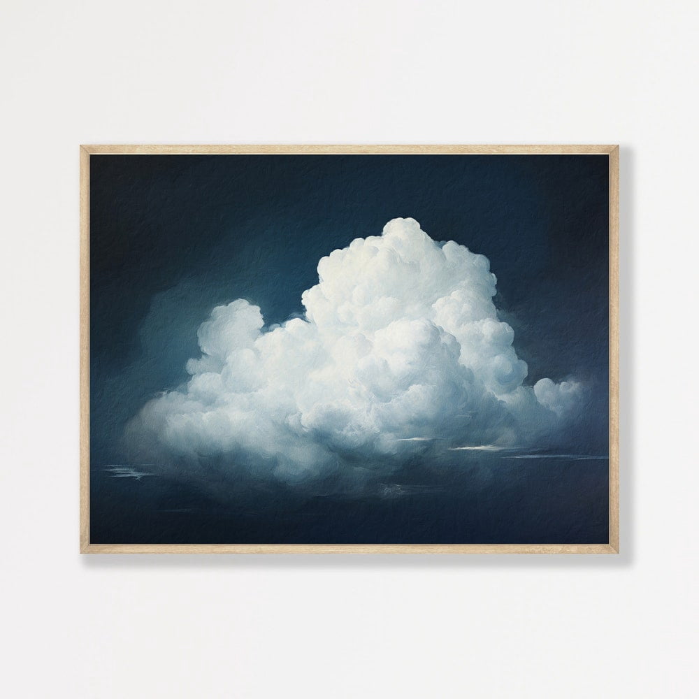Dark Blue Cloud Print, Vintage Abstract Oil Painting, Surreal Modern ...