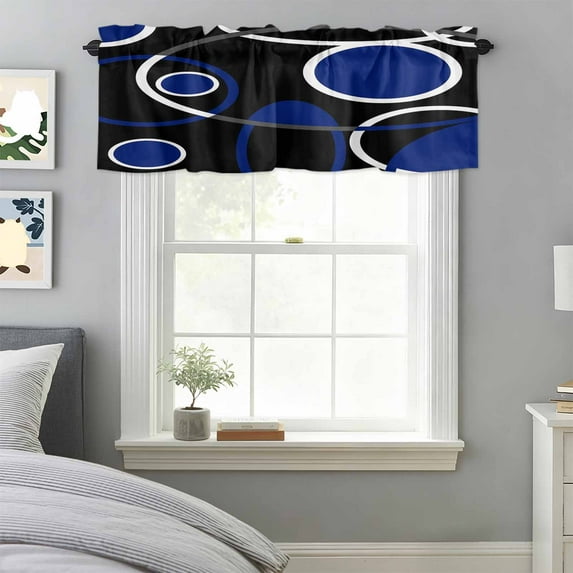 Dark Blue Color Block Valances for Windows,Rod Pocket Valance for ...
