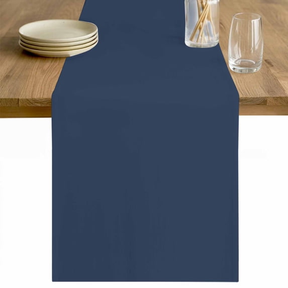 Dark Blue Cotton Linen Rectangle Table Runners 13"x72", Modern ...