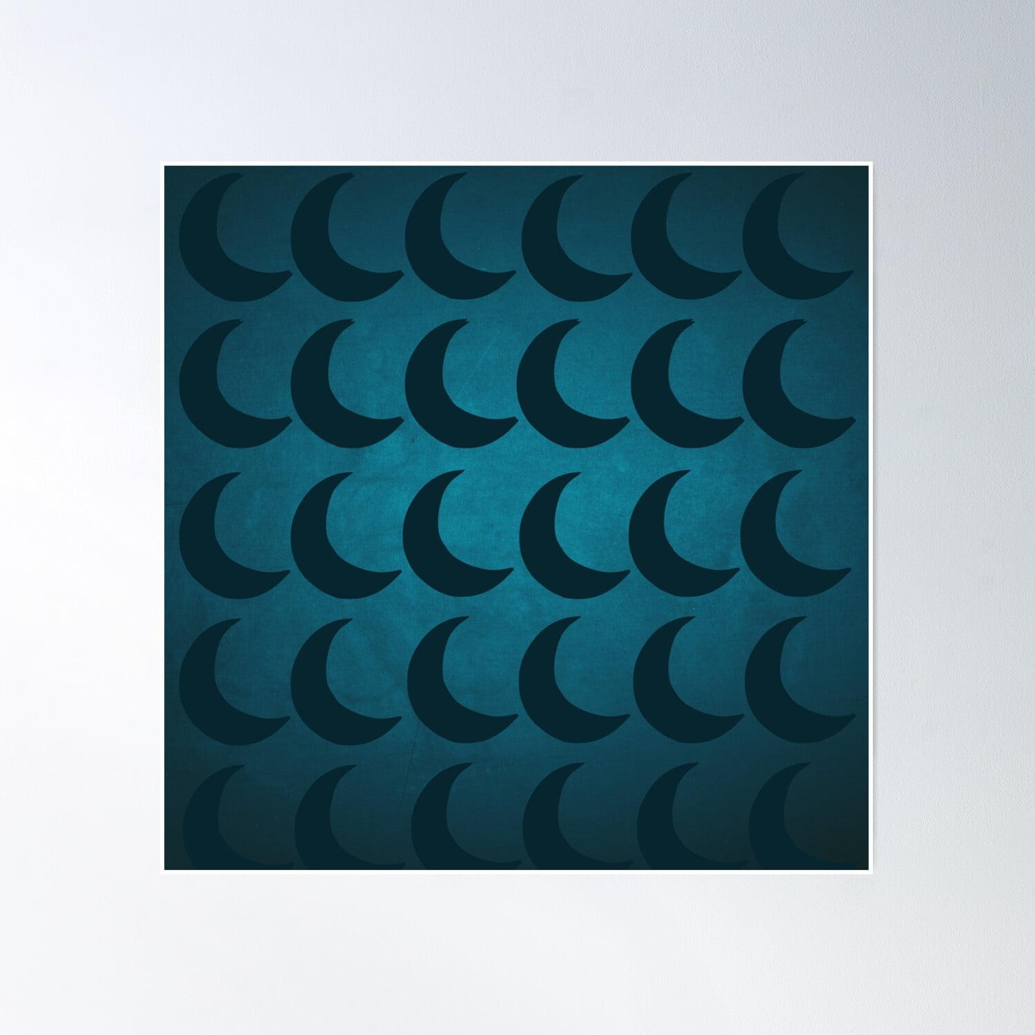 Dark Blue Crescent Moon Pattern In Dark Sky Poster Wall Art, Modern ...