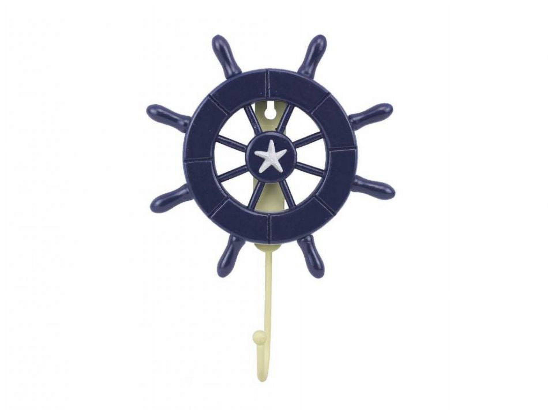 Dark Blue Decorative Ship Wheel with Starfish and Hook 8" - Walmart.com