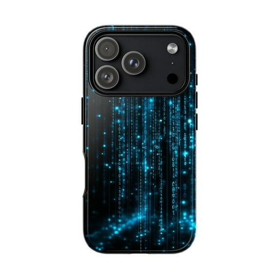 Dark Blue Digital Matrix Code Tough Case for iPhone 11,12,13,14,15,16 ...