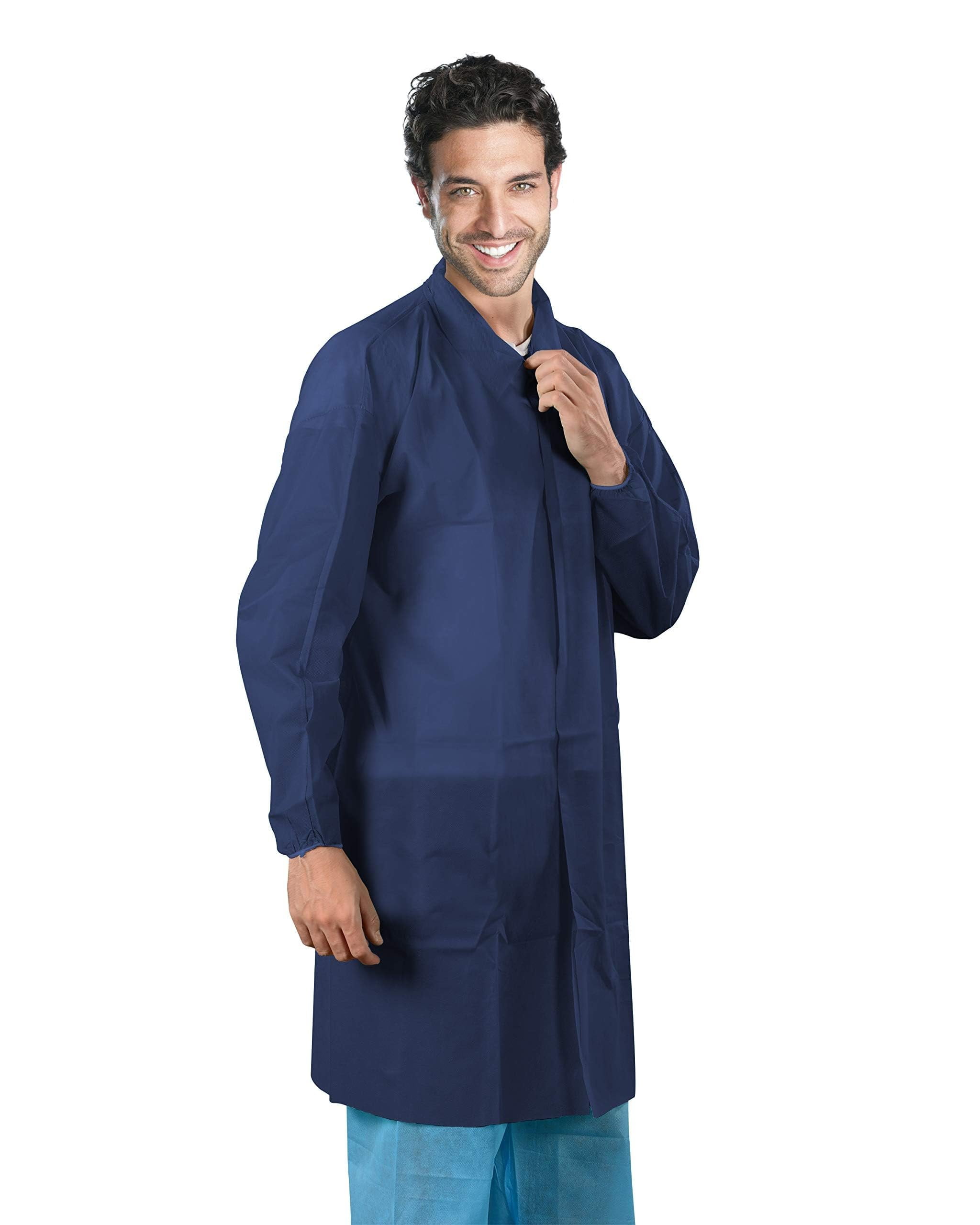 Dark Blue Disposable Lab Coats for Adults, XXL. 100 Pack Disposable ...