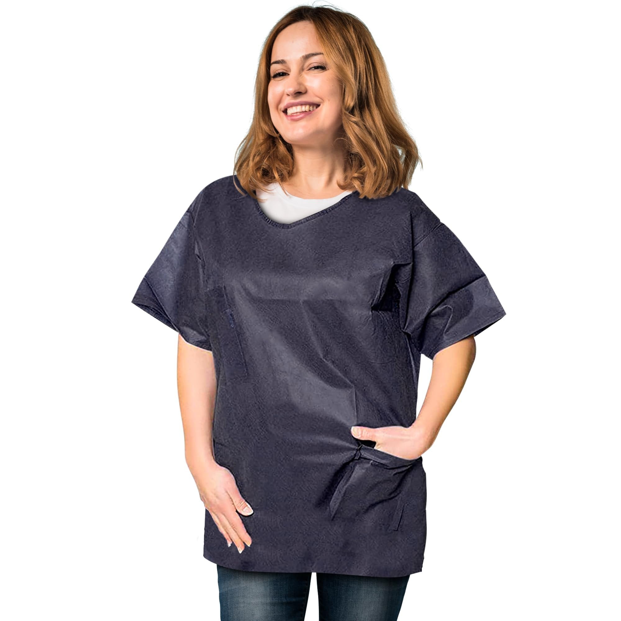 Dark Blue Disposable Scrub Shirts, 2X-Large. Pack of 10 Unisex ...