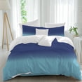 Dark Blue Duck Green Gradient 4 Piece Duvet Cover Set Queen Size Simple ...