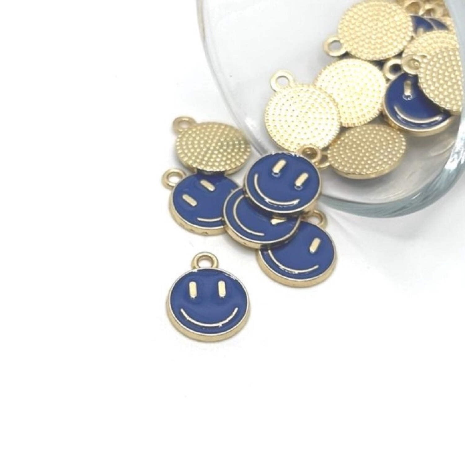 Dark Blue Enamel Smiley Face Charms, 14x12m - Walmart.com