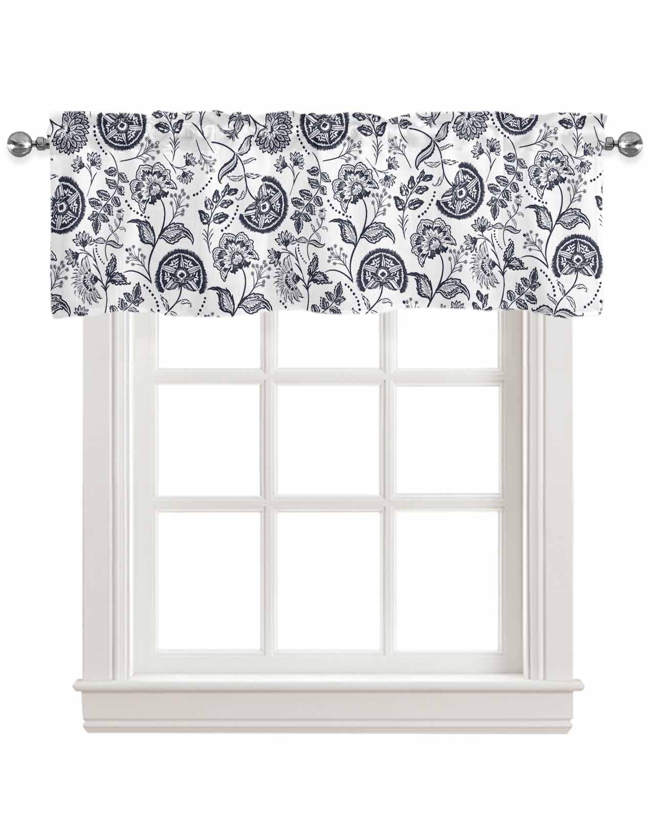 Dark Blue Farmhouse Kitchen Valances for Windows Farmhouse Linen Window ...