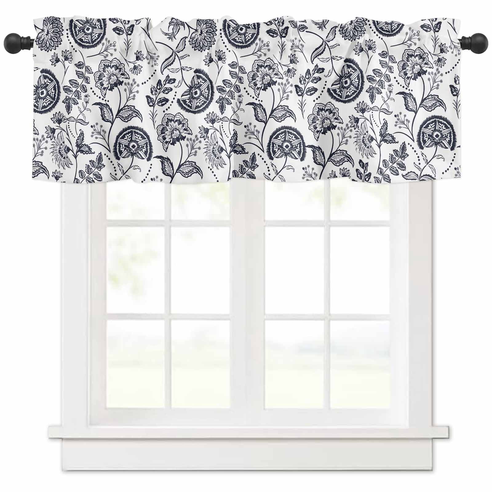 Dark Blue Farmhouse Valances for Windows Farmhouse Kitchen Curtains ...