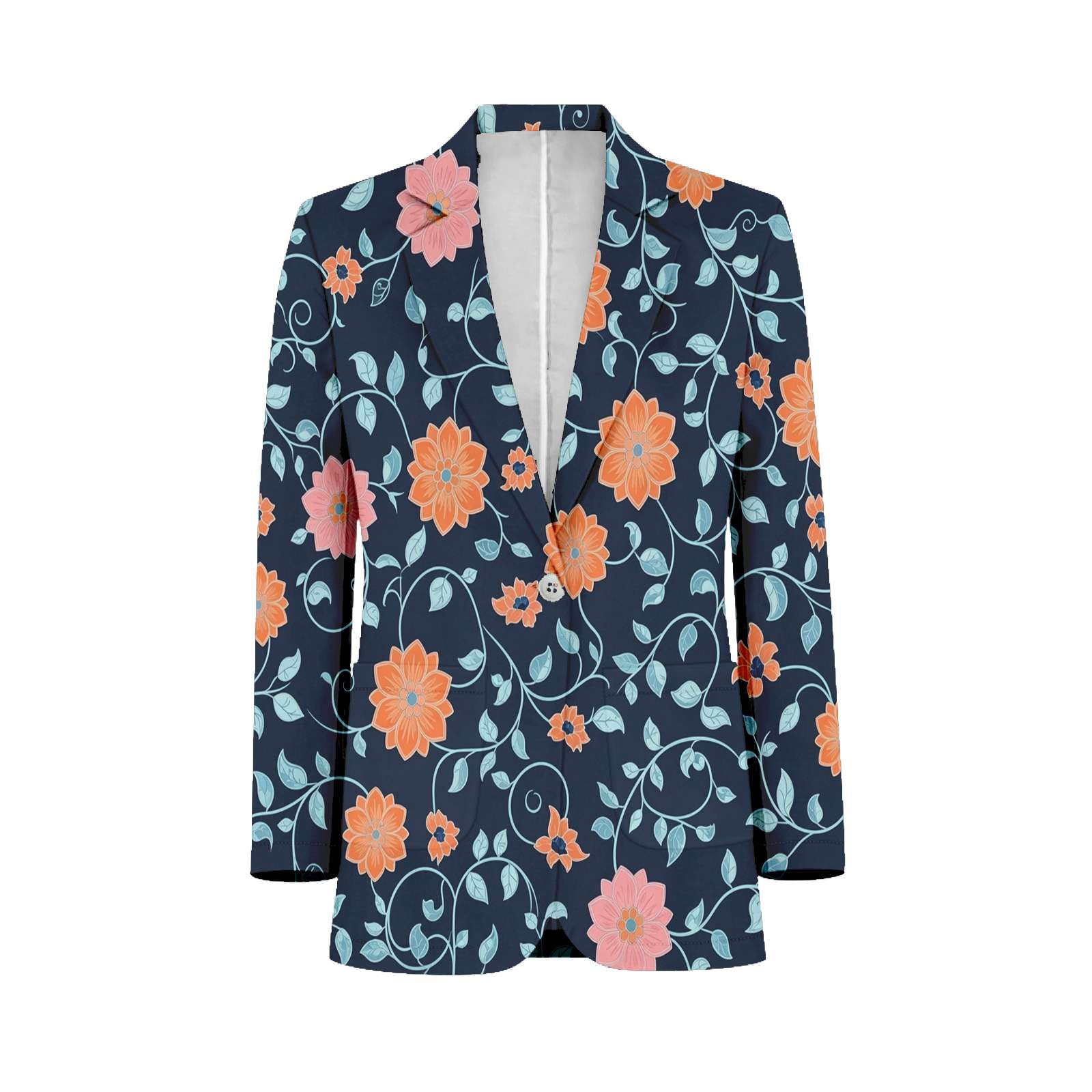 Dark Blue Floral Pattern Men Blazers Slim Clothing Summer Jacket Man ...