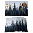 Dark Blue Forest Cotton Linen Placemats Set of 6, Bird Vintage Tree ...