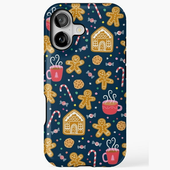 Dark Blue Gingerbread Sweets Holiday Treats Art Phone Case for iPhone ...