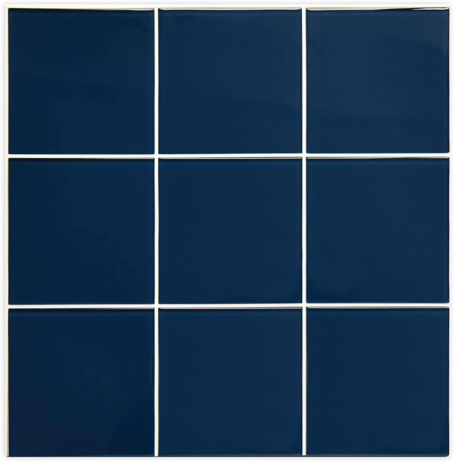 Dark Blue Glass Peel and Stick Backsplash, Square Mosaic Wall Tiles for ...