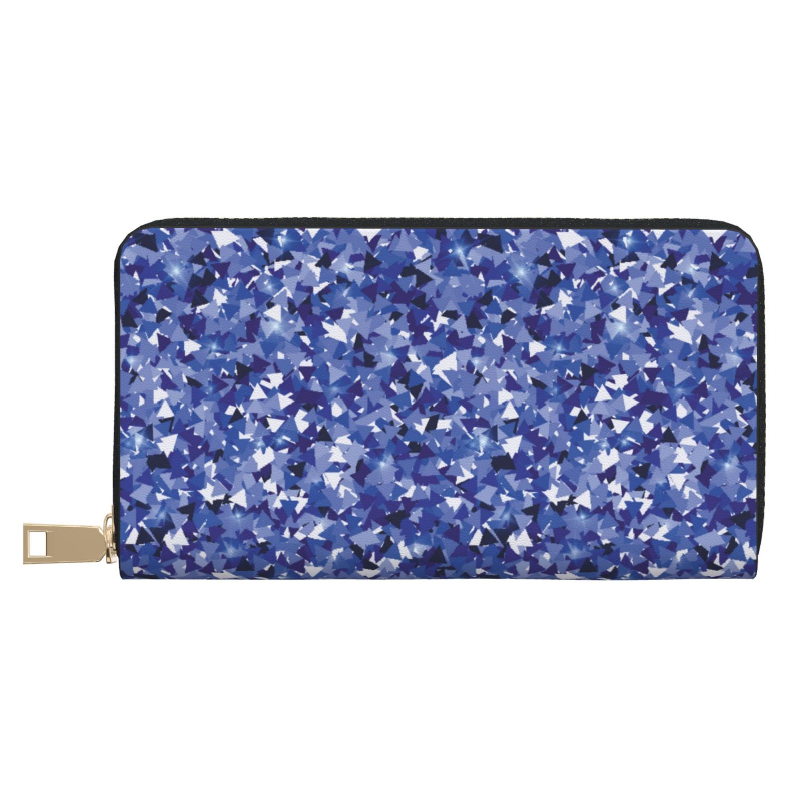 Dark Blue Glitter Patterns Wallet Women, Leather Bifold Multi Card ...