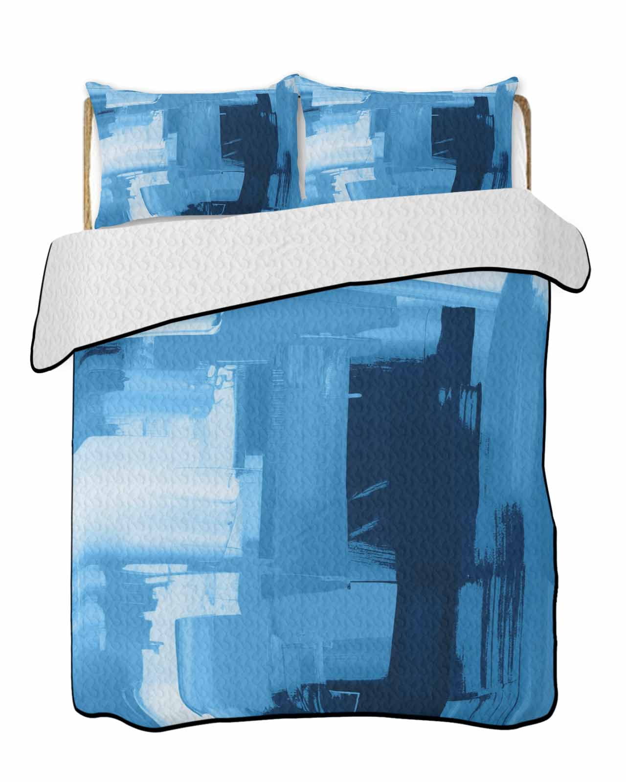 Dark Blue Graffiti 3 Pieces Quilt Set, 1 Quilt with 2 Shams, Abstract ...