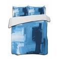 Dark Blue Graffiti 3 Pieces Quilt Set, 1 Quilt with 2 Shams, Abstract ...