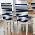 Dark Blue Gray Chair Back Covers, Vertical Striped Modern Vintage ...