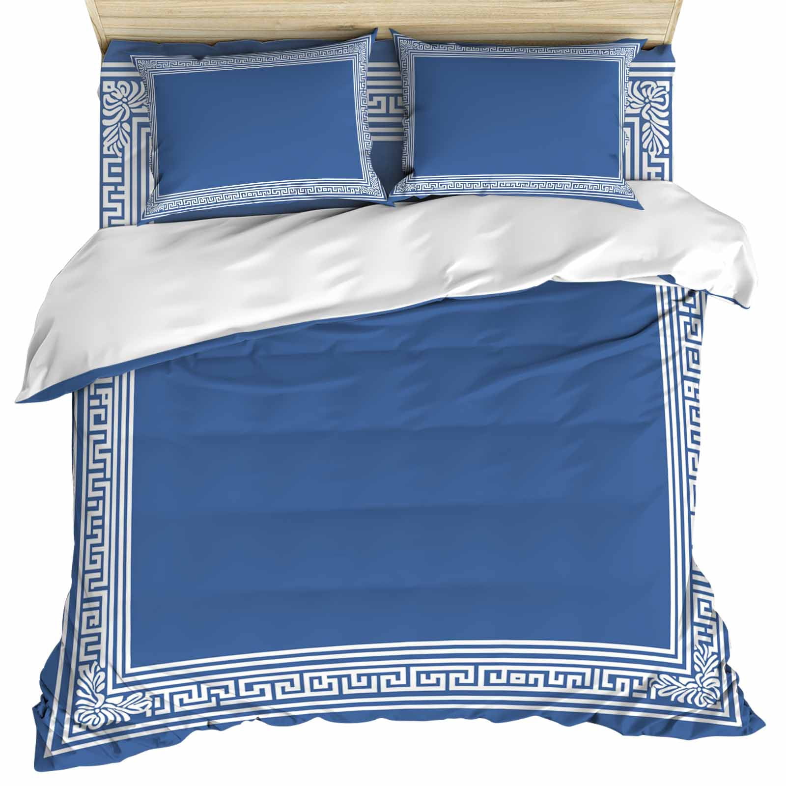 Dark Blue Greek Key Duvet Cover Set,Geometric Greece Ancient Farmhouse ...
