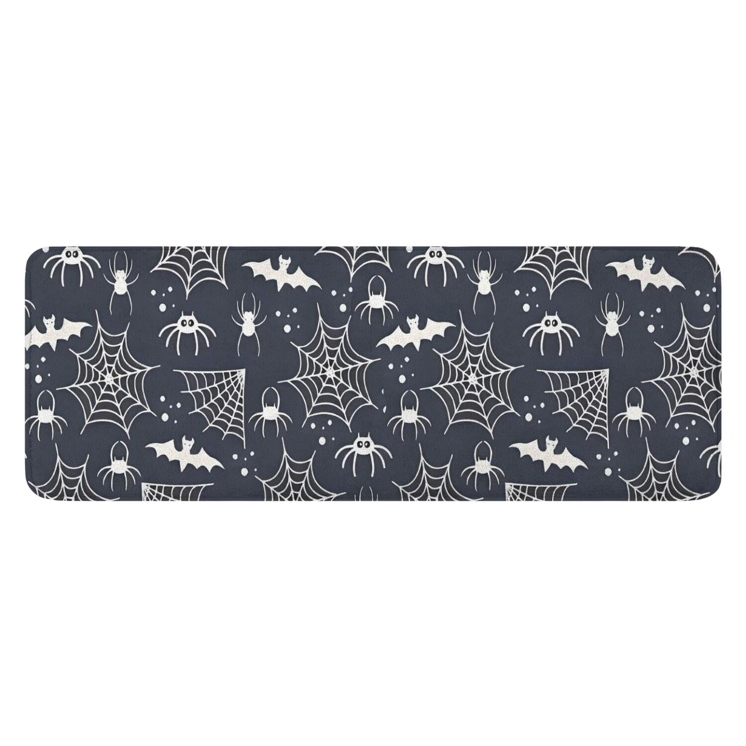 Dark Blue Halloween Spider Webs Bats and Spiders Kitchen Rug Mat,Kitchen Runner Rugs Non Skid ...