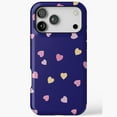 Dark Blue Hand Drawn Hearts Pattern iPhone Case 11 to 17 Pro Max ...
