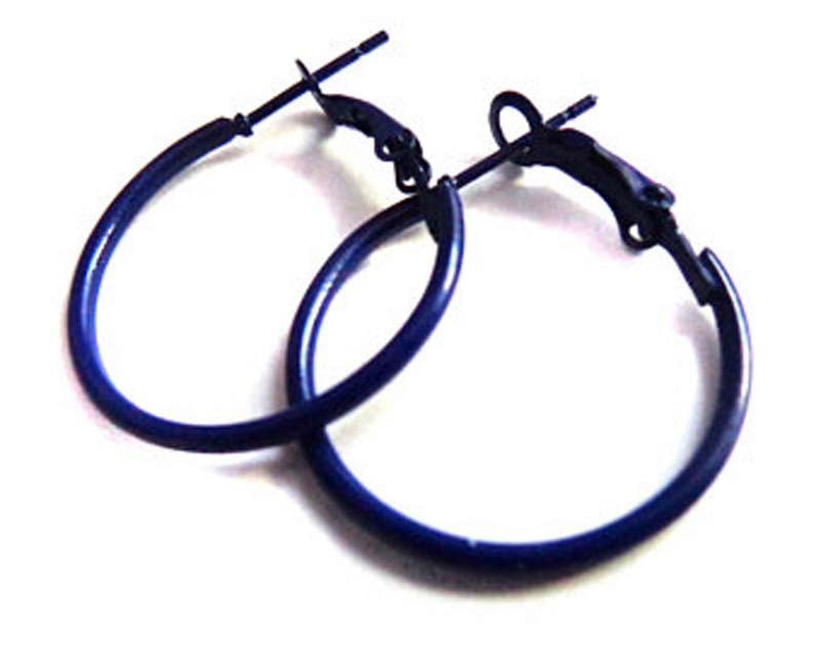 Dark Blue Hoop Earrings 2.75 inch Hoops Navy Blue - Walmart.com
